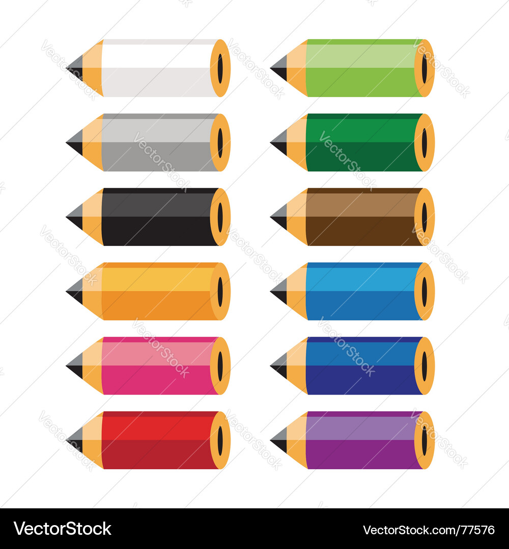 Colorful Pencil Set Royalty Free Vector Image - VectorStock