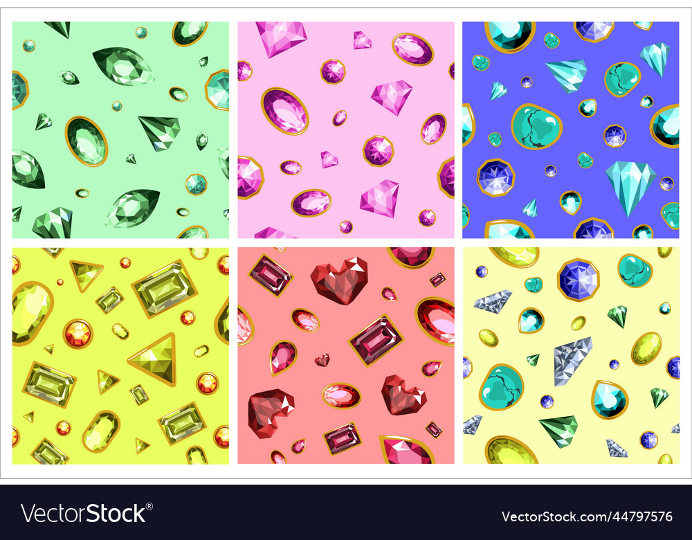 Decorative pattern background set with diamond Vector Image