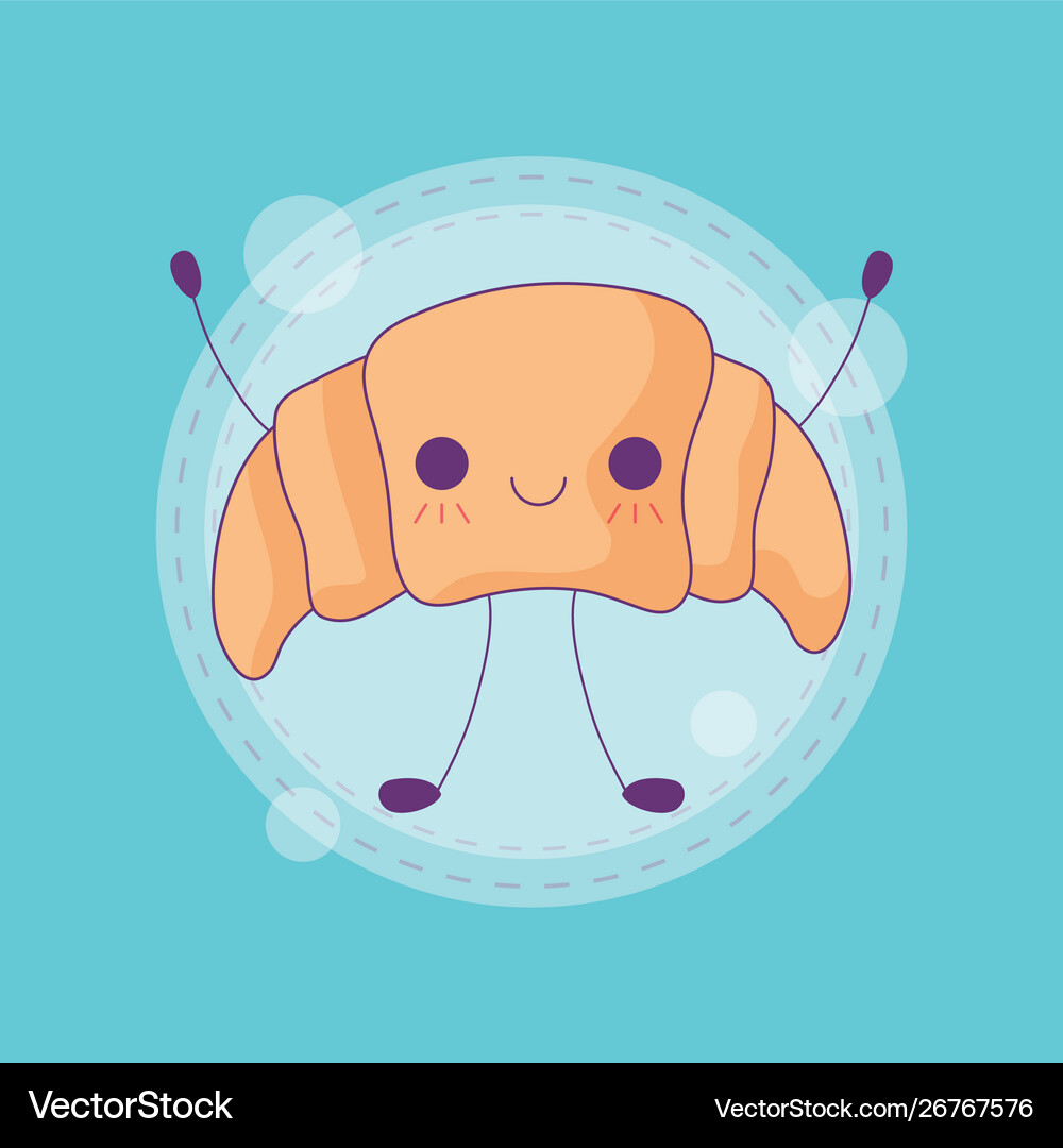 Delicious croissant bread kawaii style Royalty Free Vector