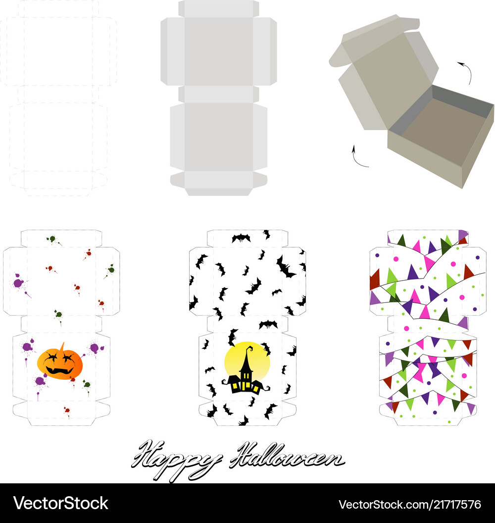 Die cut paper carton boxes with halloween package Vector Image