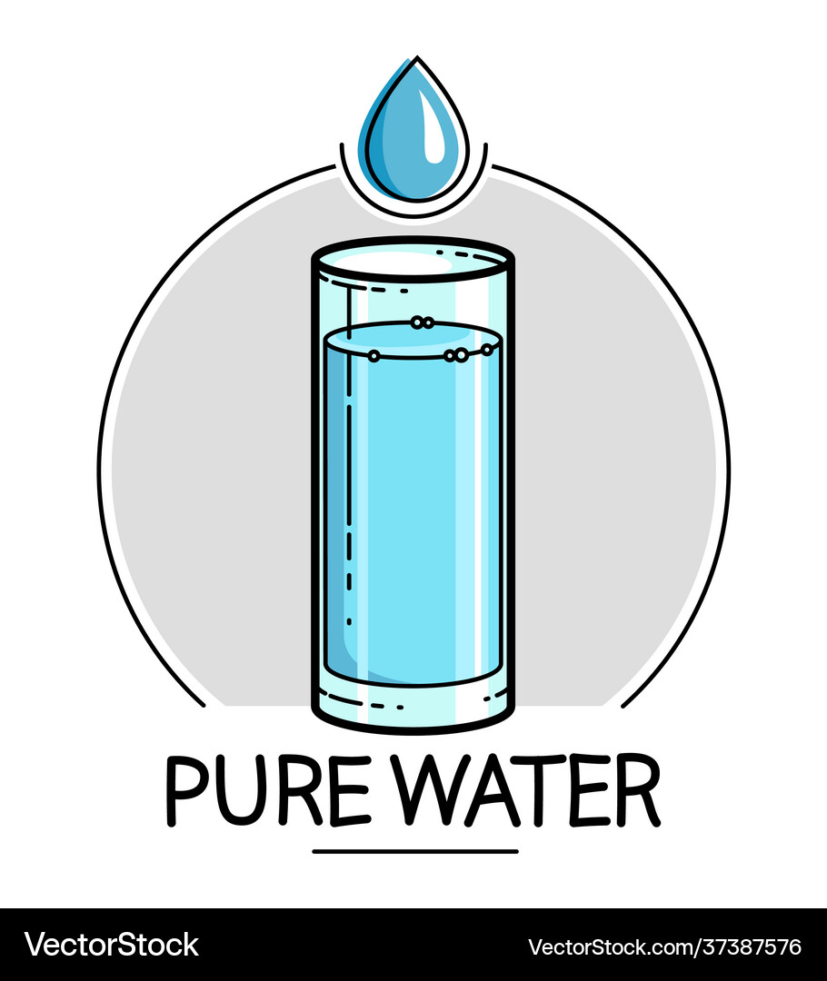 Glass water isolated on white pure fresh Vector Image