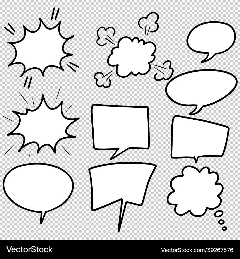 Hand drawn set of speech bubbles isolated doodle Vector Image