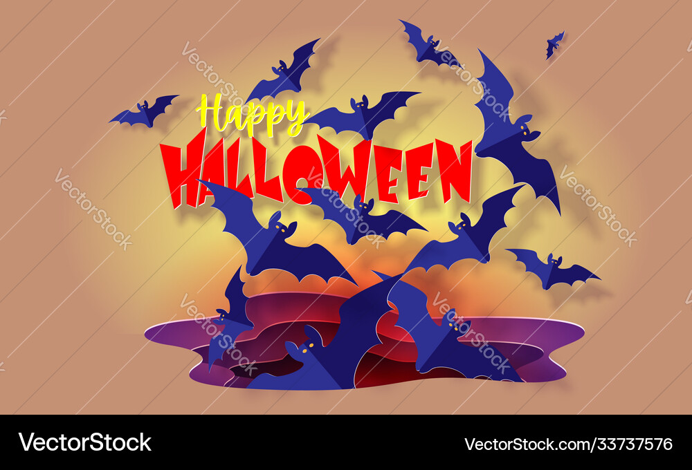 Happy halloween background with flying bats Vector Image