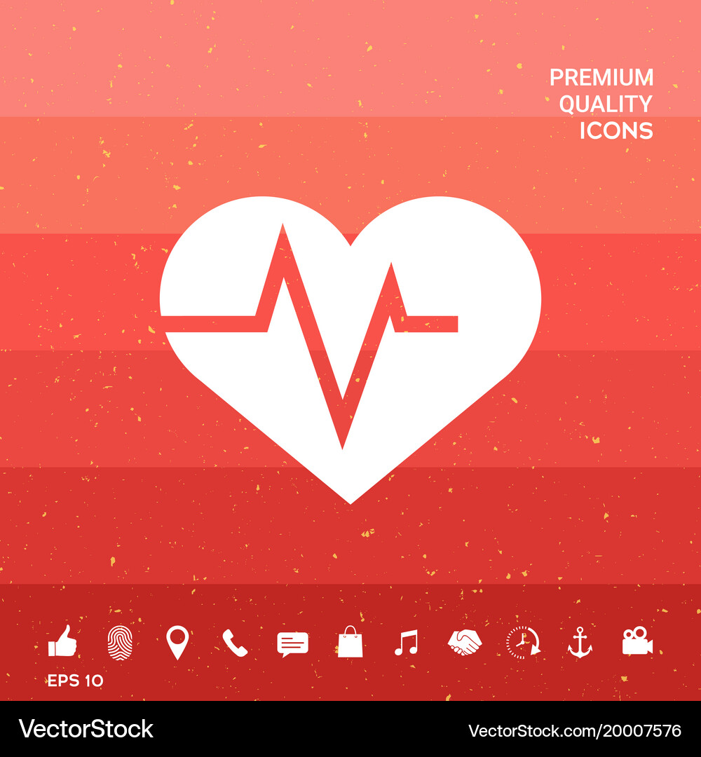 Heart with ecg wave - cardiogram symbol medical Vector Image