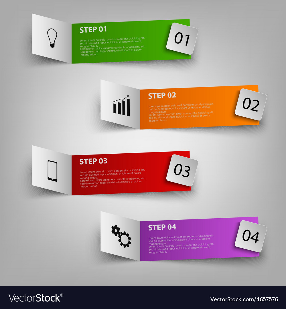 Info graphic with colored paper pointers template Vector Image