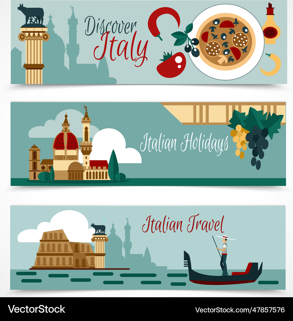 Italy touristic banner set Royalty Free Vector Image