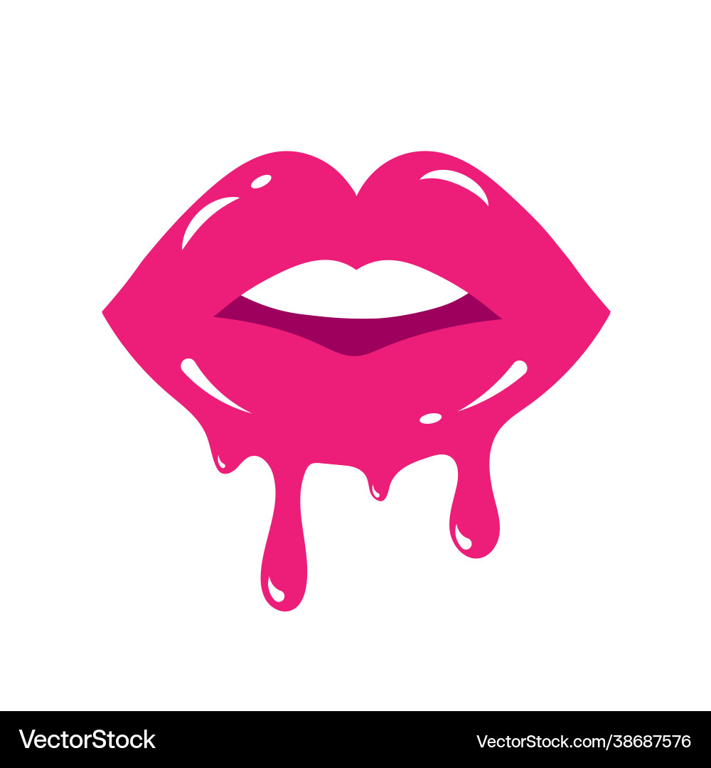 Melting glossy colored and sexy parted lips Vector Image