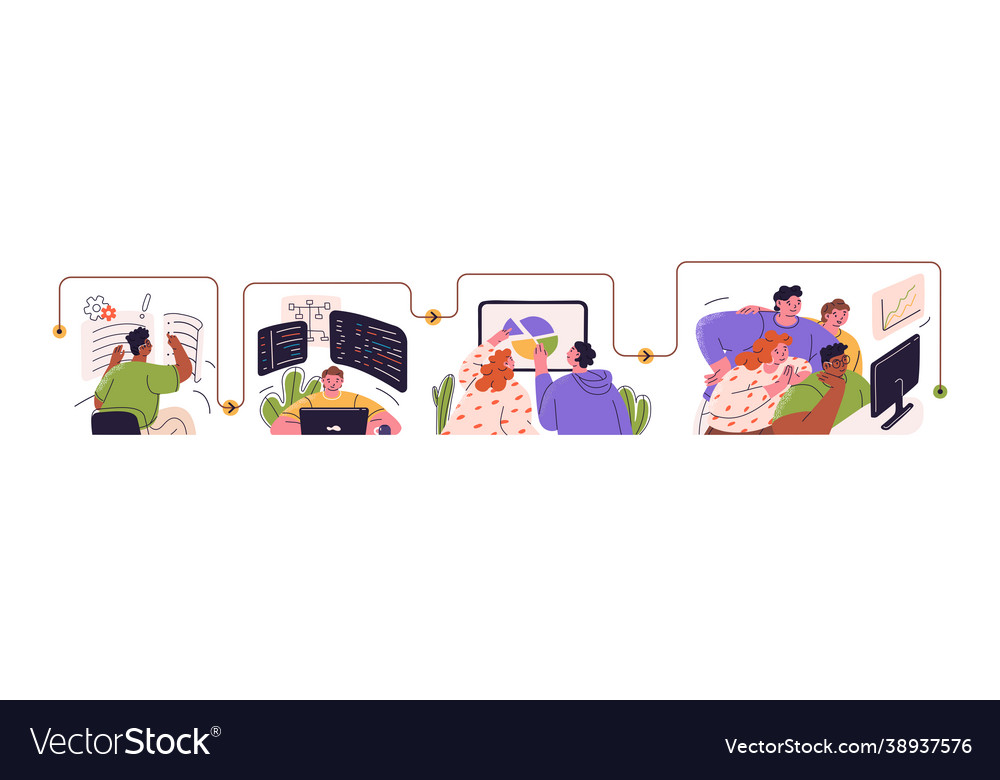 People working at development projects kanban Vector Image People working at development projects kanban Vector Image