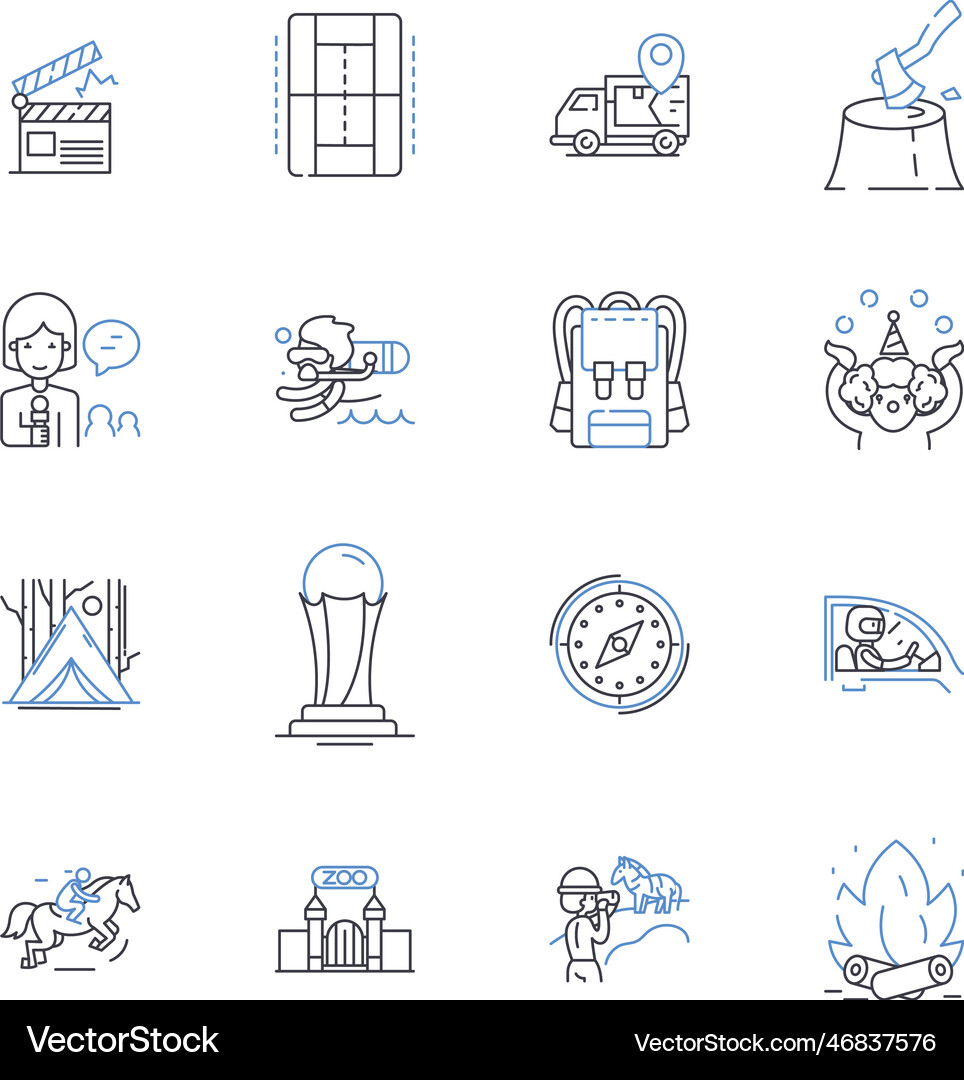Resilient play line icons collection stamina Vector Image