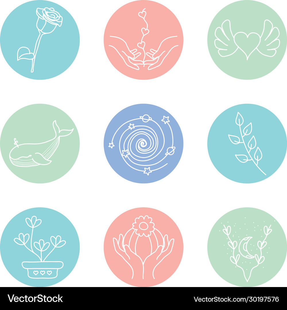 Rose and minimalist tattoo concept icon set line Vector Image