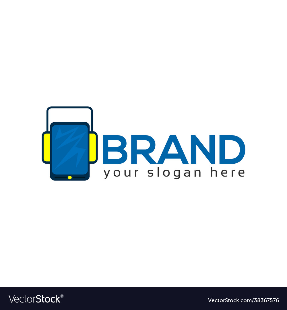 Smartphone and headset logo template flat design Vector Image