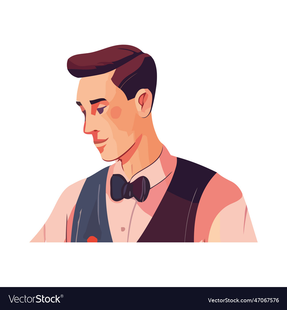 Smiling businessman in suit and bow tie Royalty Free Vector