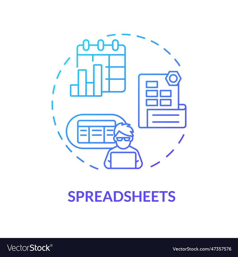 Spreadsheets blue gradient concept icon Royalty Free Vector