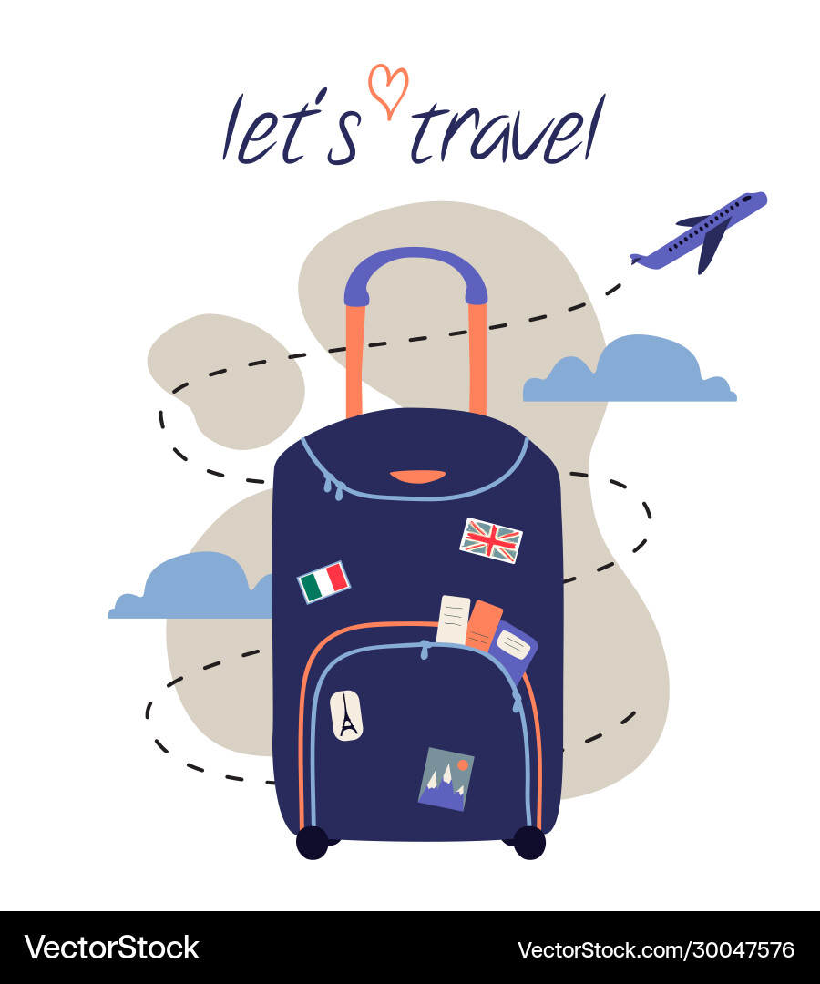 Travel and trip concept flat design with bag Vector Image