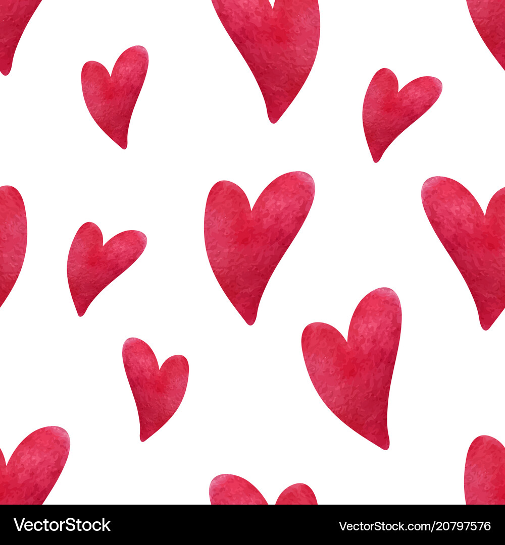 Watercolor heart pattern hand painted hearts on Vector Image