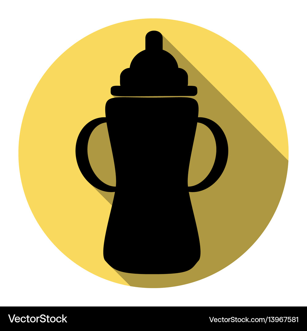Baby bottle sign flat black icon Royalty Free Vector Image