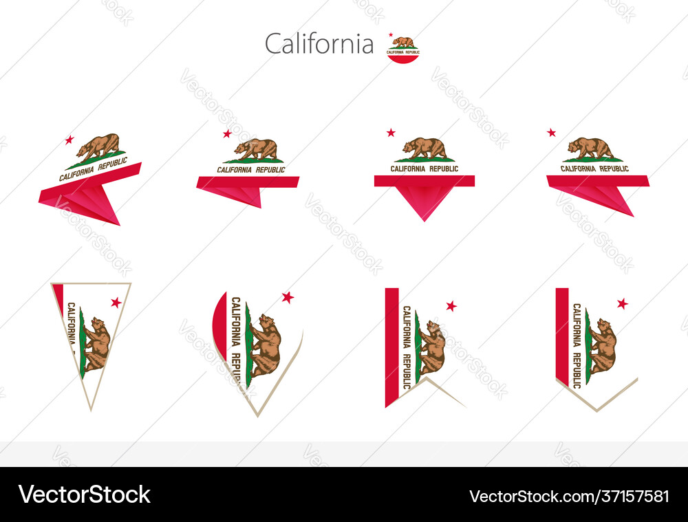 California us state flag collection eight Vector Image