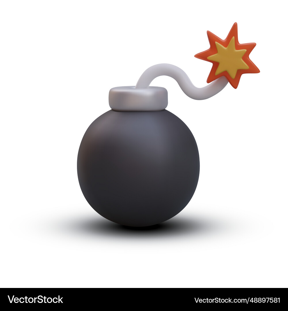 Cannonball with lit fuse 3d Royalty Free Vector Image
