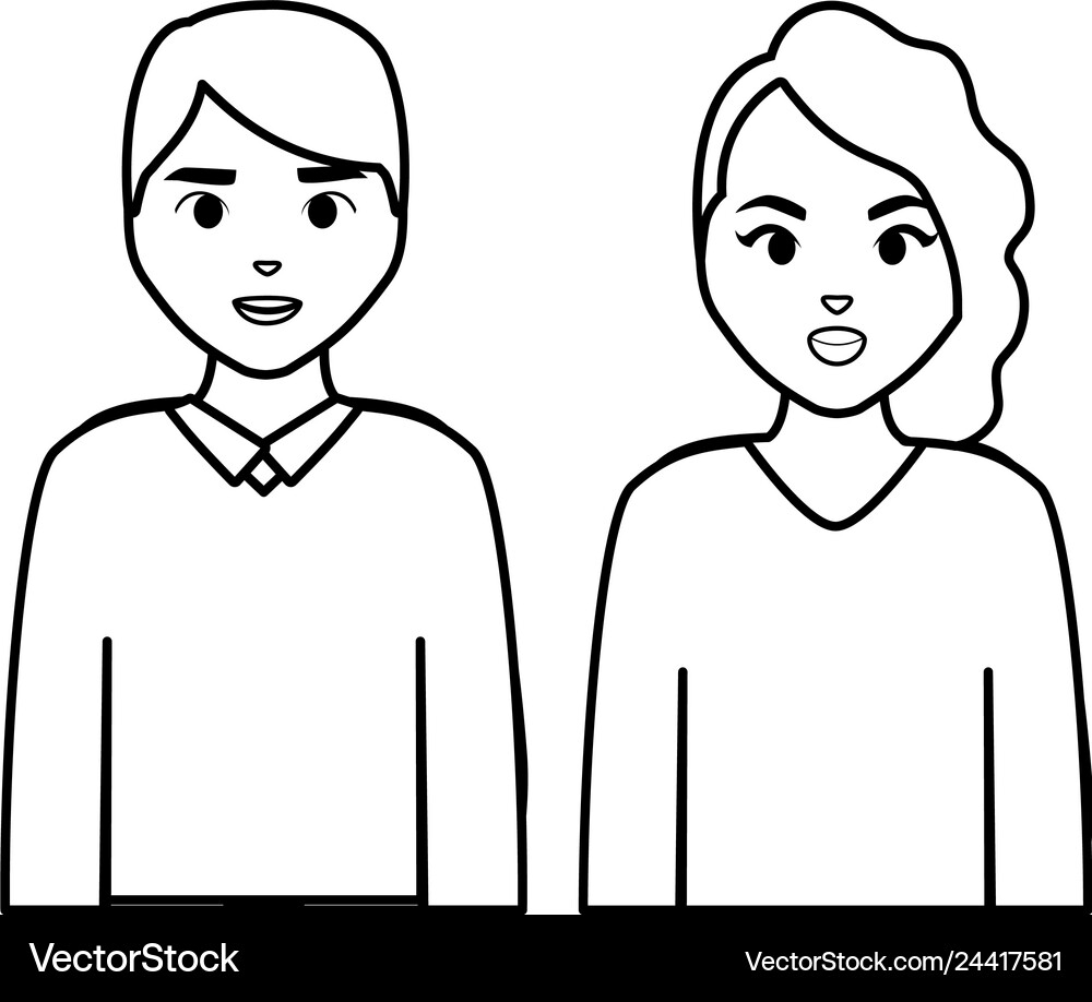 Couple avatar characters icons Royalty Free Vector Image