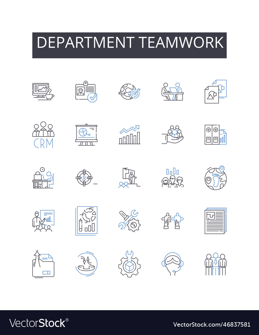 Department teamwork line icons collection group Vector Image Department teamwork line icons collection group Vector Image