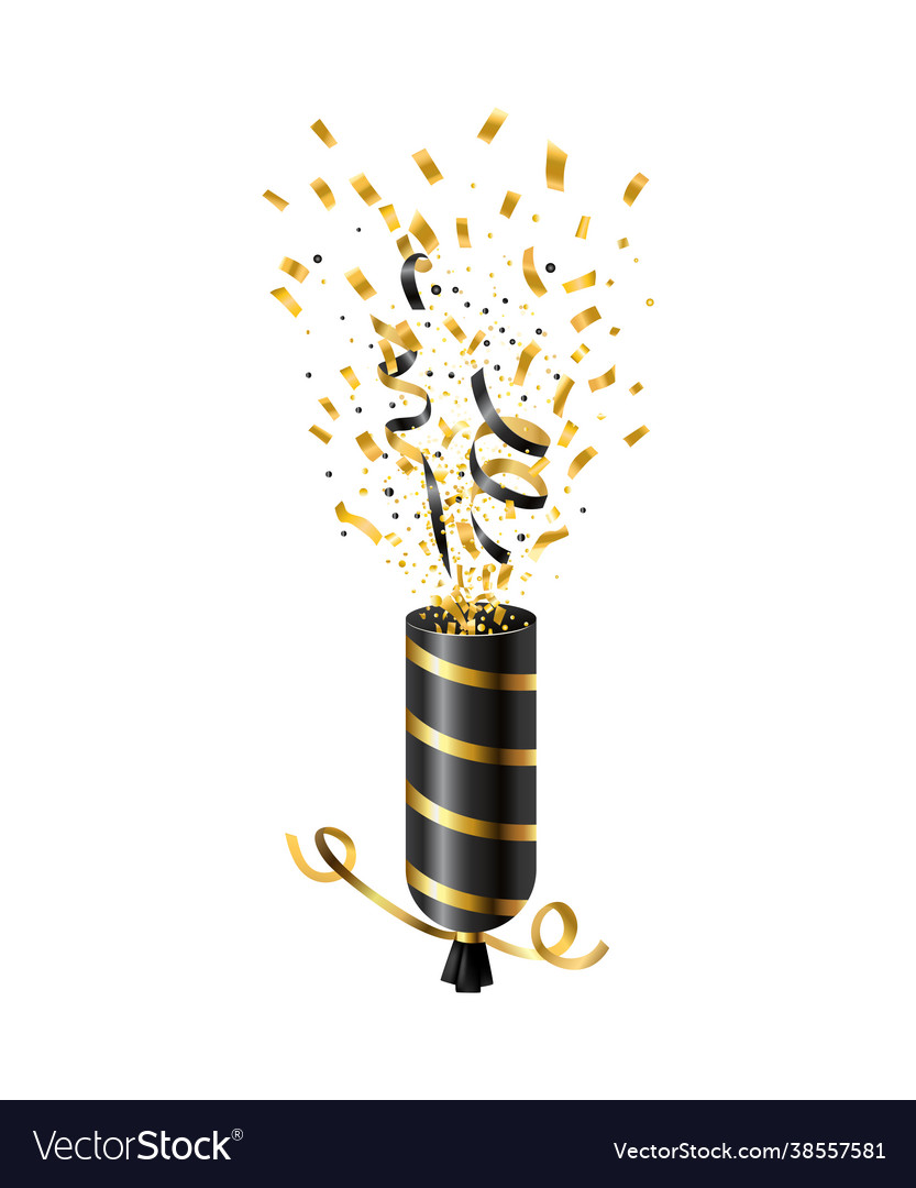 Exploding party popper Royalty Free Vector Image