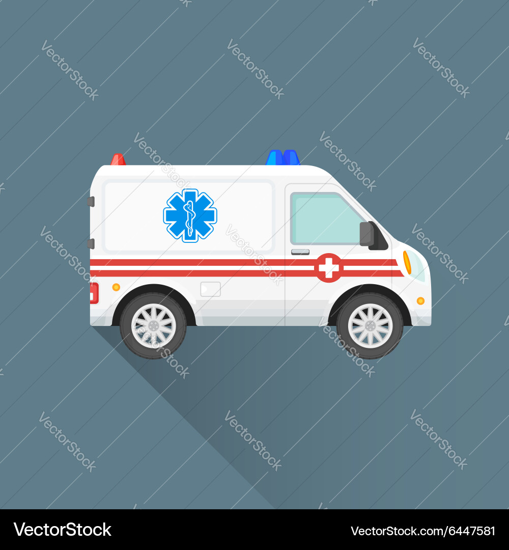 Flat ambulance car icon Royalty Free Vector Image