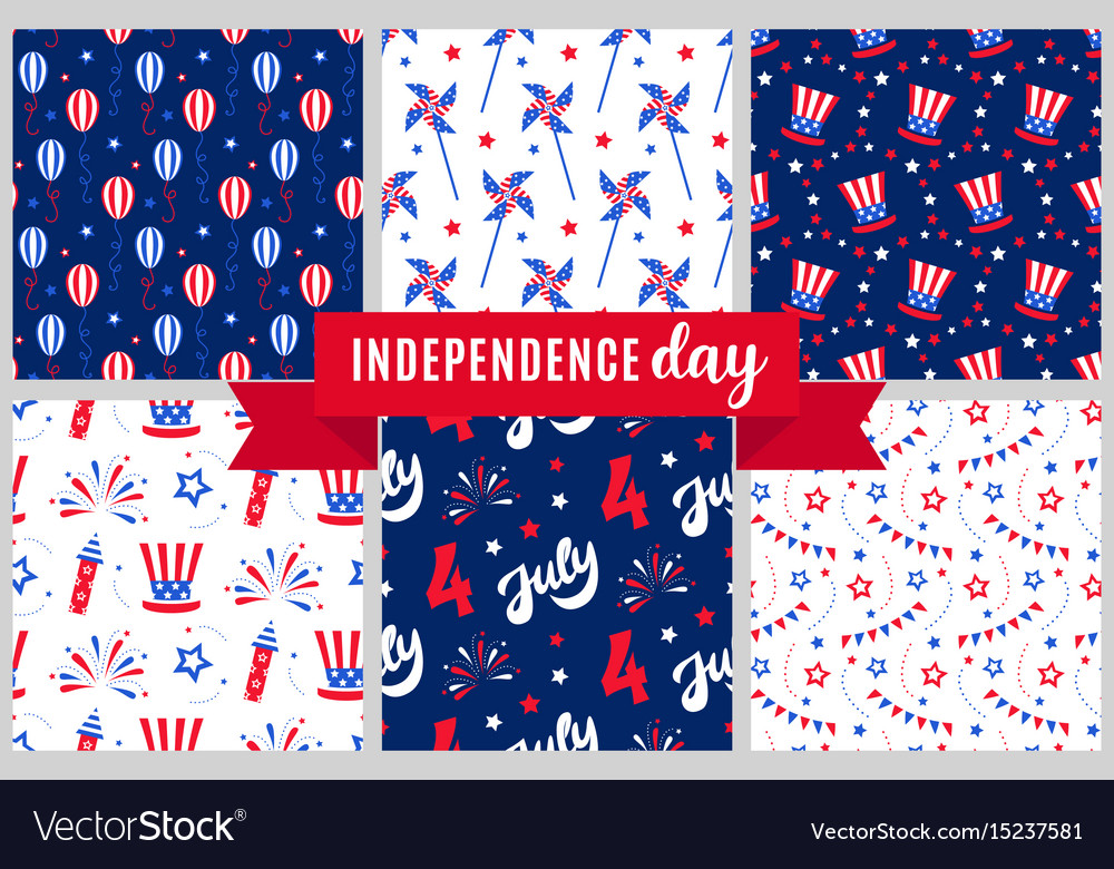 Independence day of america festive pattern set Vector Image
