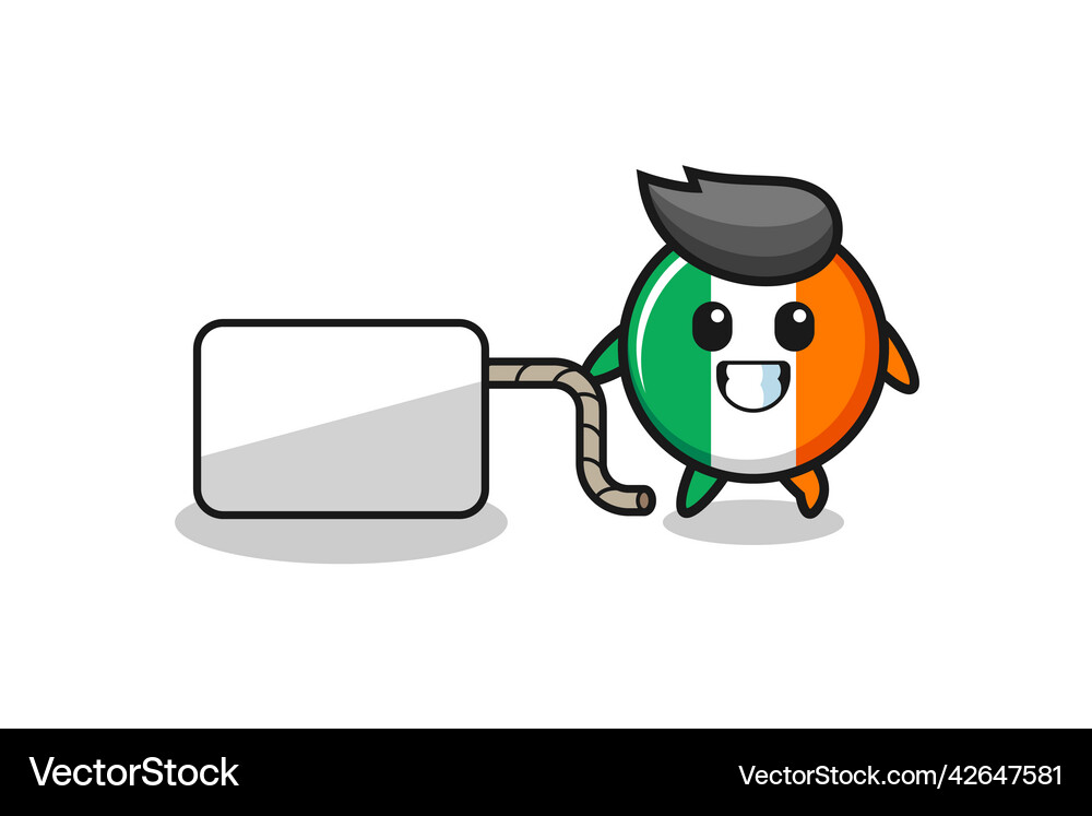 Ireland flag cartoon is pulling a banner Vector Image