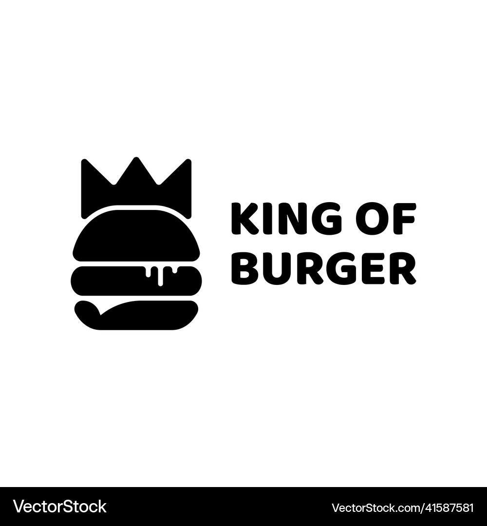 King of burger logo design Royalty Free Vector Image