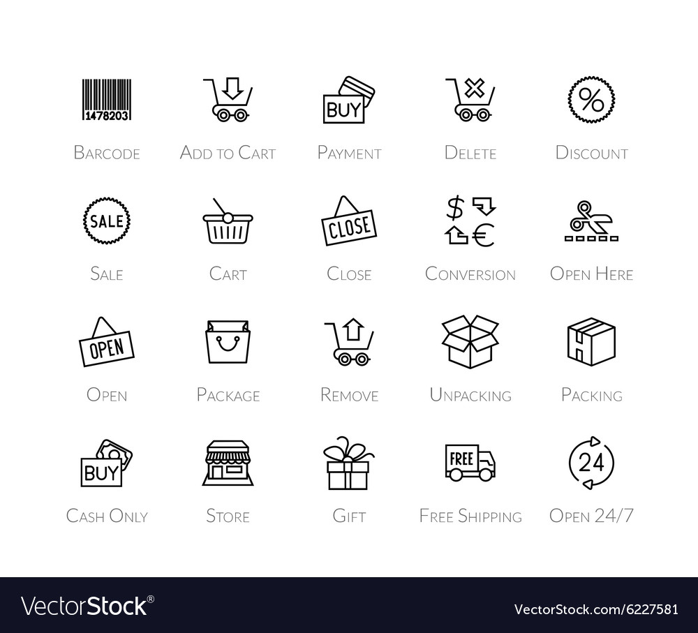 Outline icons thin flat design modern line stroke Vector Image