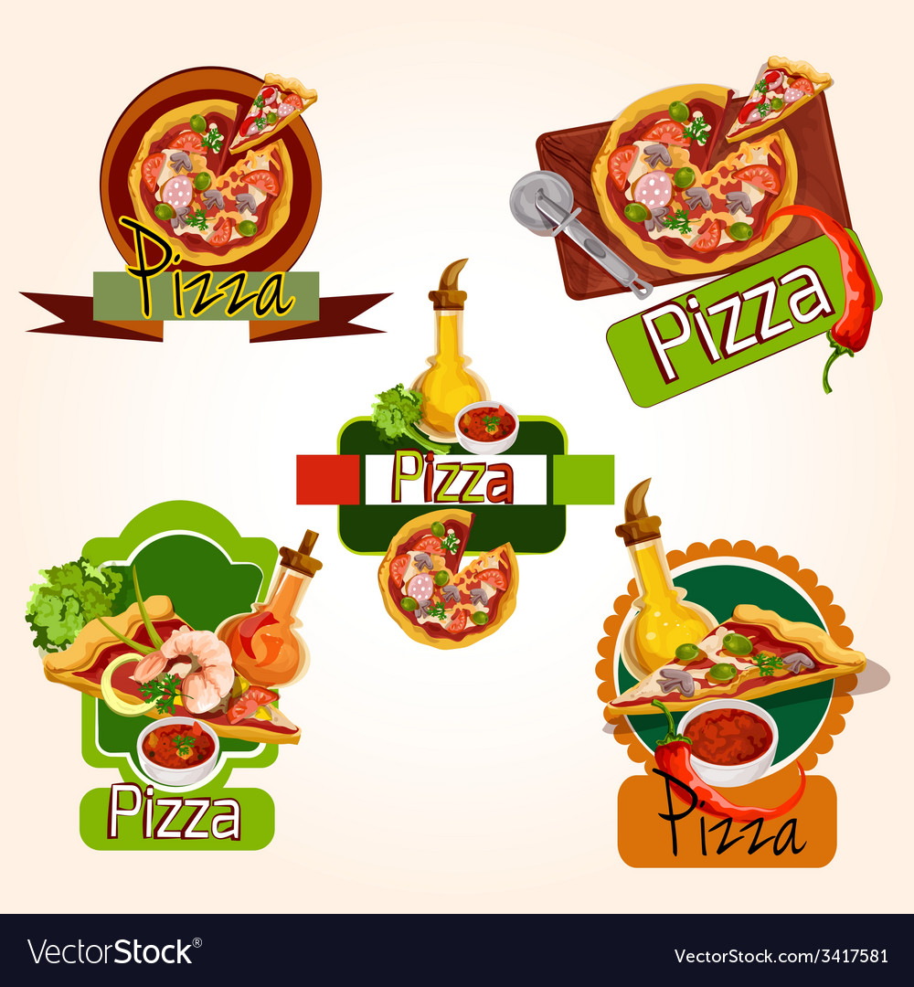 Pizza emblems set Royalty Free Vector Image - VectorStock