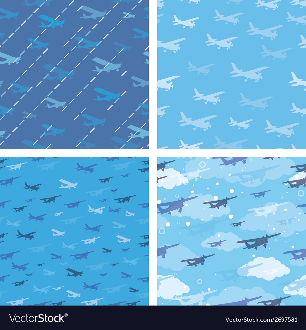 Seamless patterns with planes Royalty Free Vector Image