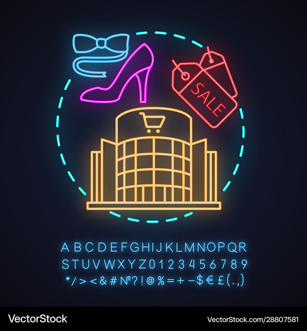 Shopping center neon light concept icon Royalty Free Vector