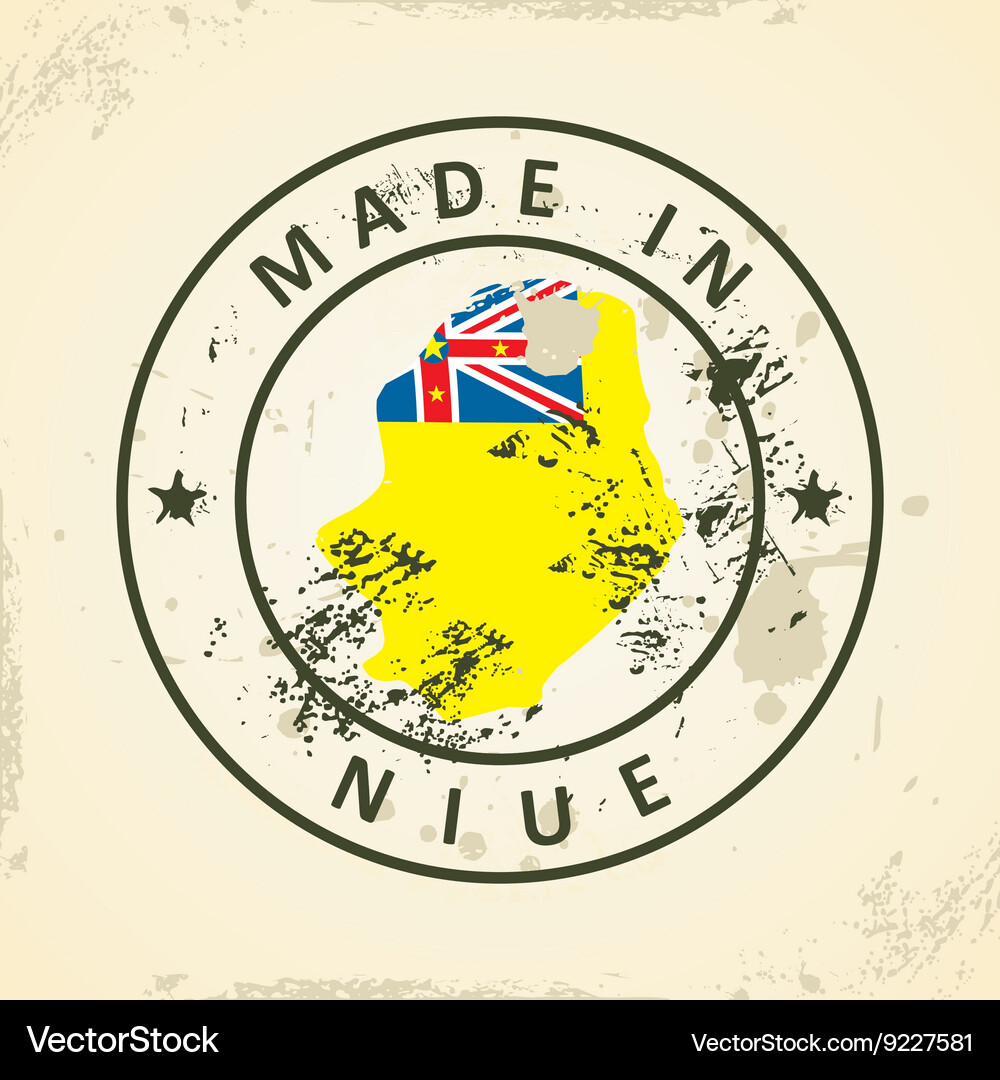 Stamp with map flag of niue Royalty Free Vector Image