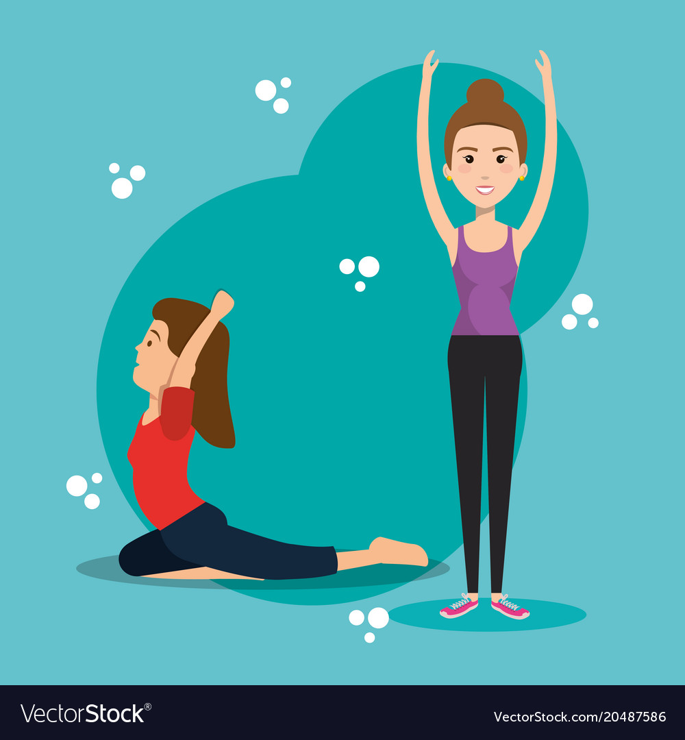 Athletic people practicing exercise characters Vector Image