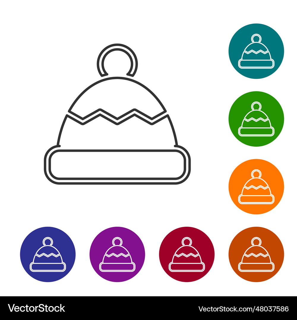 Black line beanie hat icon isolated on white Vector Image