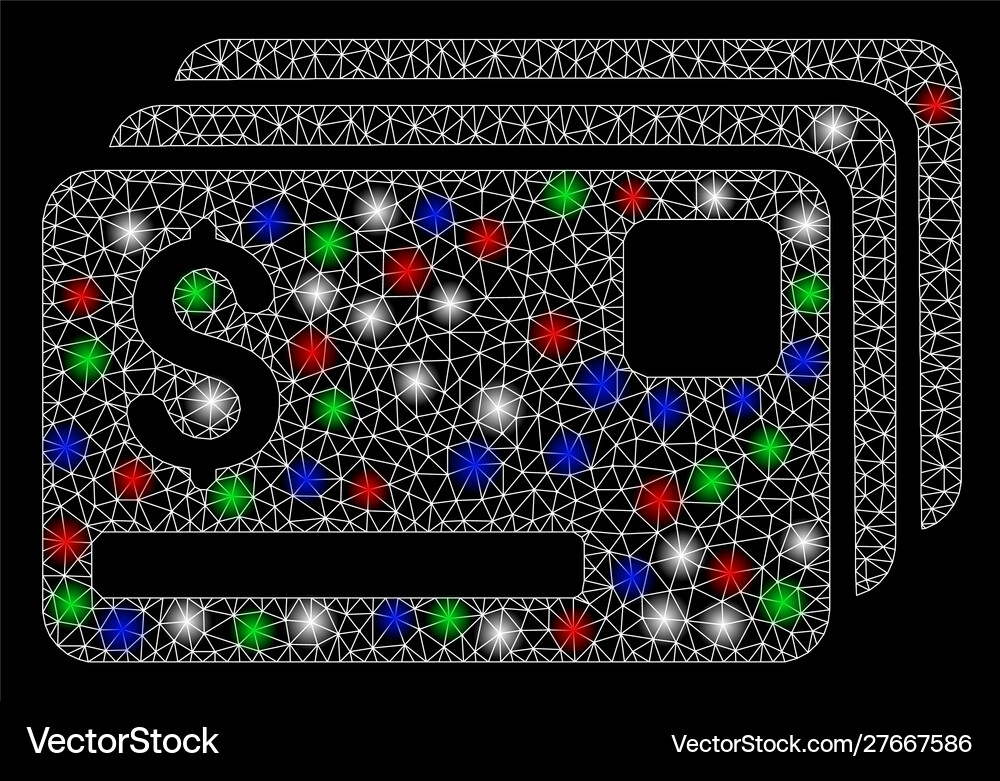 Bright mesh wire frame credit cards with flare Vector Image