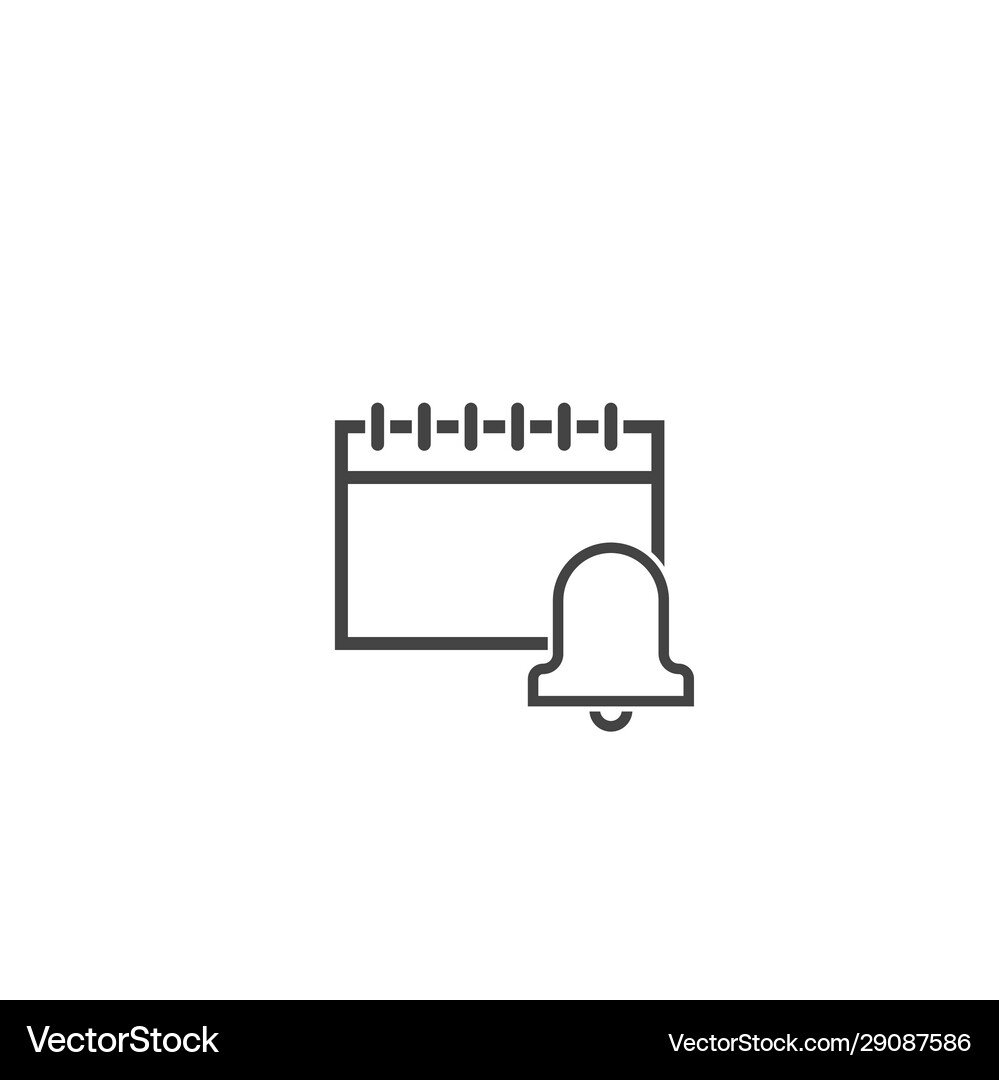Calendar icon with bell reminder symbol on white Vector Image
