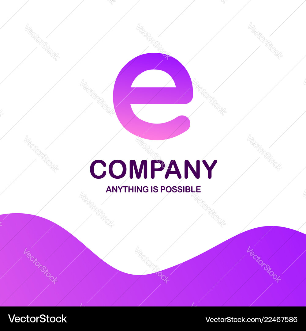 E company logo design with purple theme Royalty Free Vector
