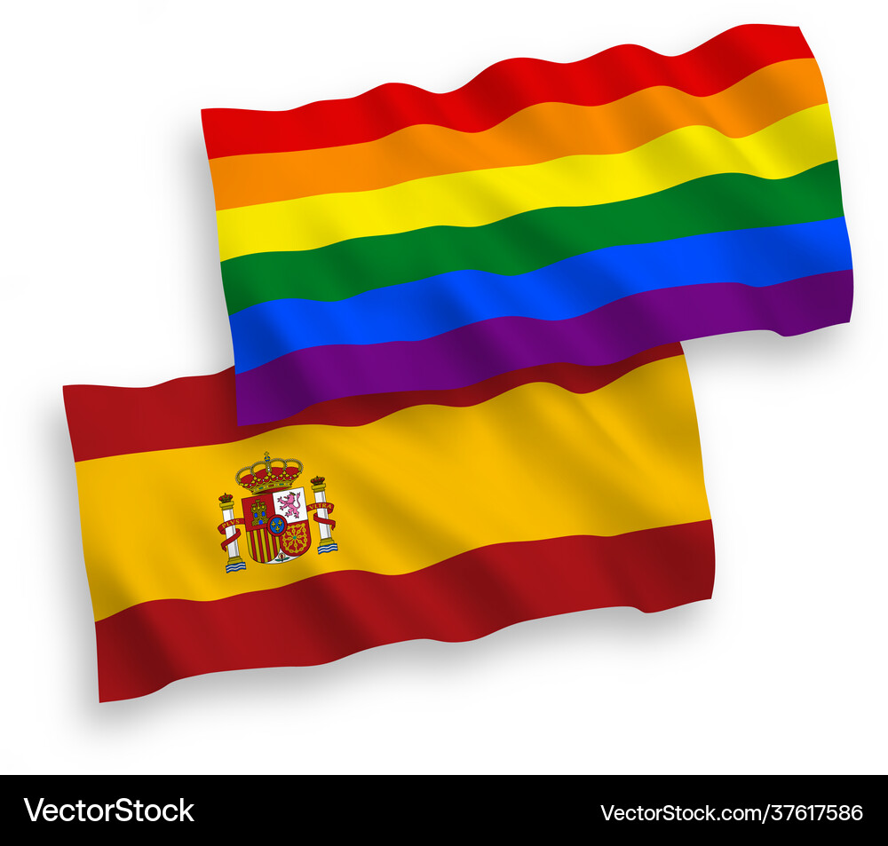 Flags rainbow gay pride and spain on a white Vector Image