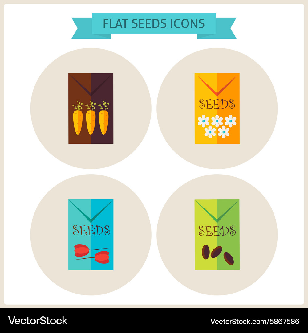 Flat agriculture seeds website icons set Vector Image