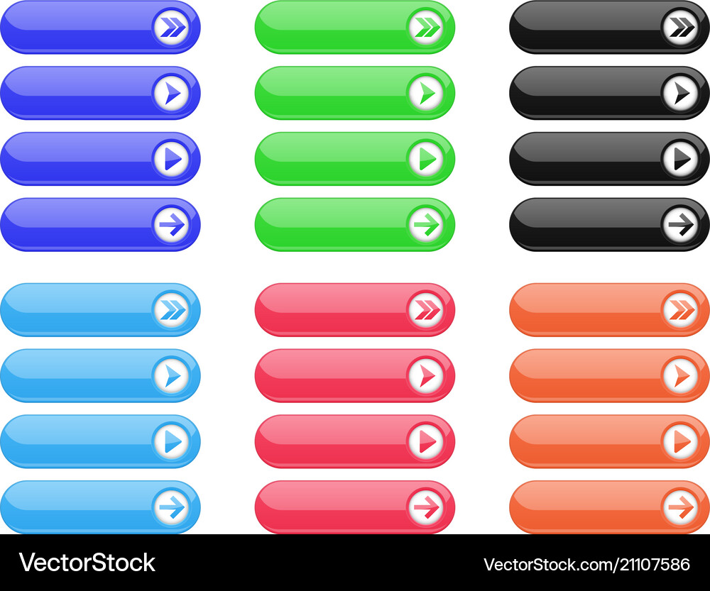 Interface buttons set of colored oval icons with Vector Image
