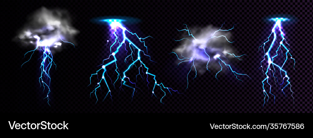 Lightning strikes and thundercloud impact place Vector Image