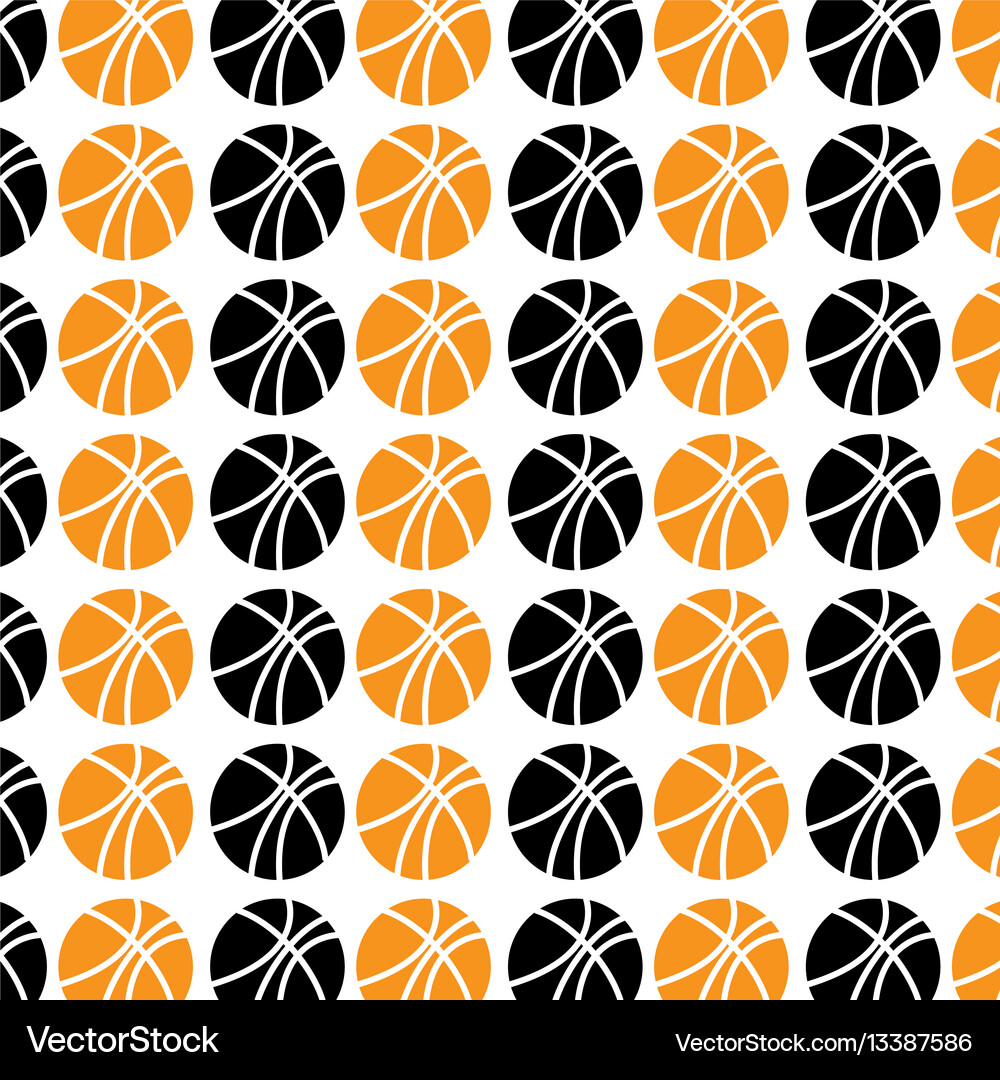 Pattern with colorful and monochrome basketball Vector Image