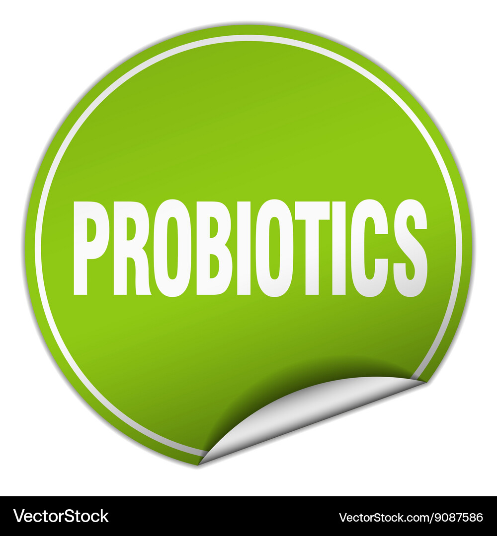Probiotics round green sticker isolated on white Vector Image