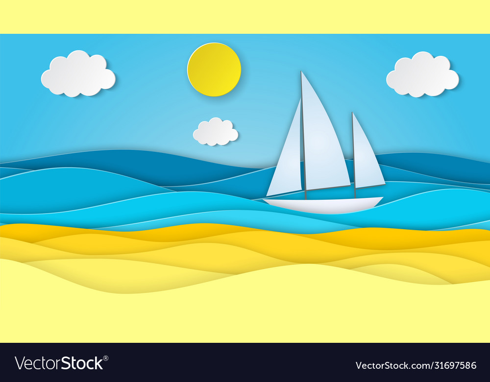 Sea landscape with beach Royalty Free Vector Image