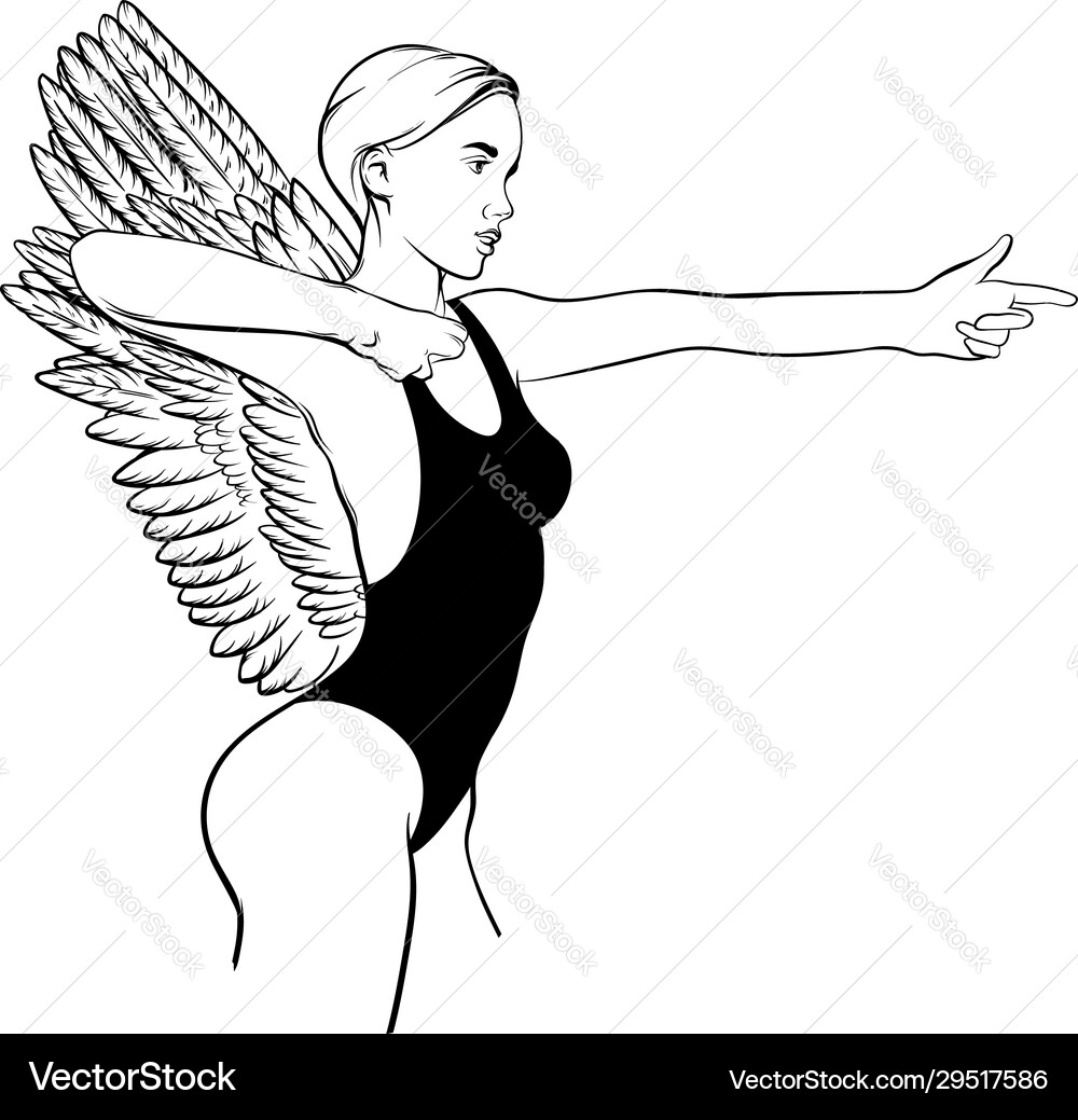 Shooting Angel Woman Royalty Free Vector Image