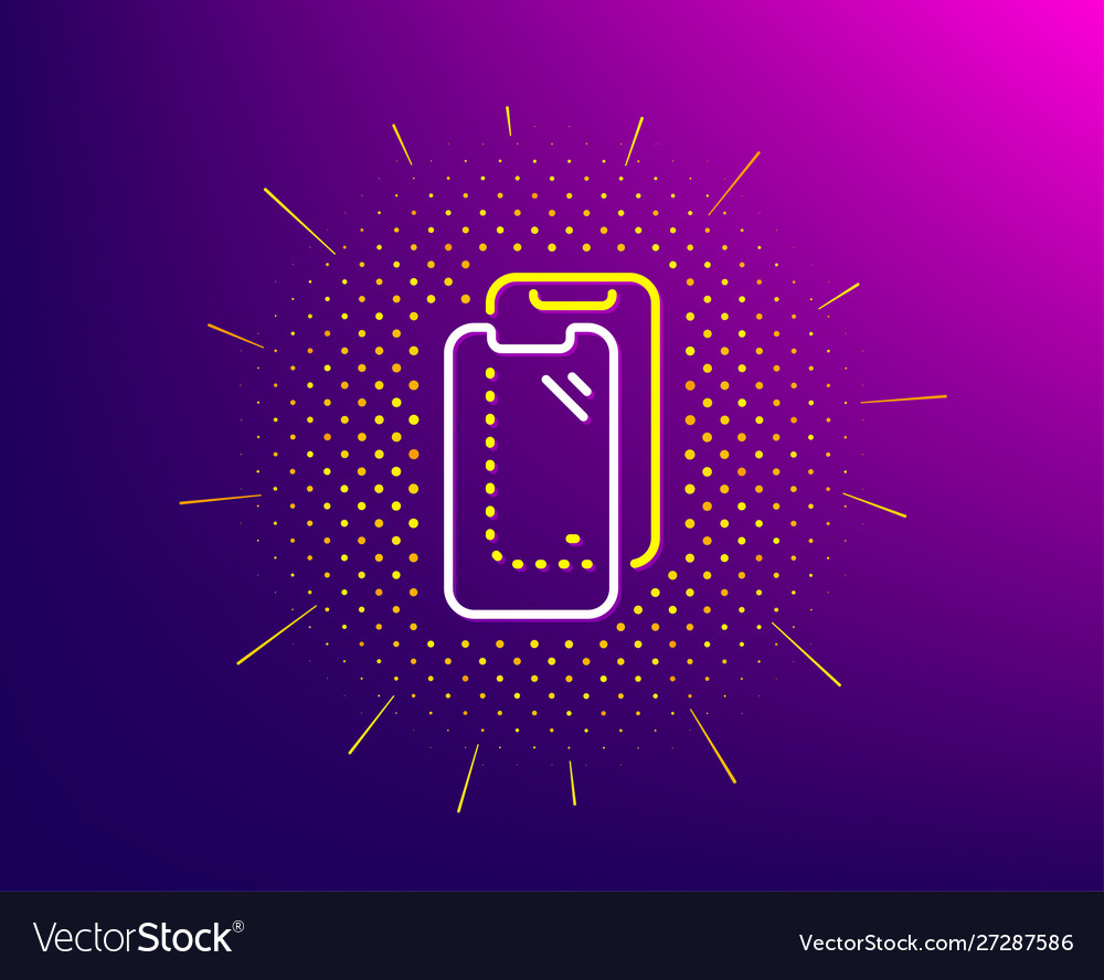 Smartphone Glass Line Icon Phone Protection Sign Vector Image