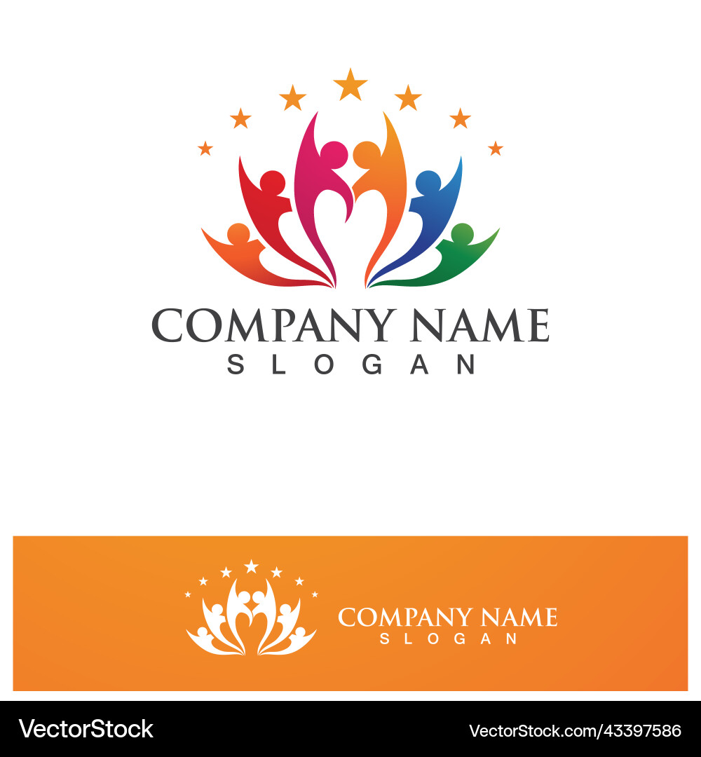 Star people logo design community logo Royalty Free Vector