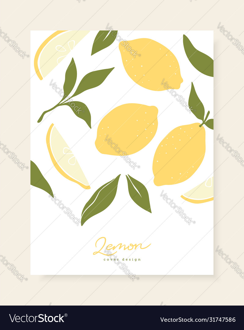 Stylish cover design with lemon fruits Royalty Free Vector